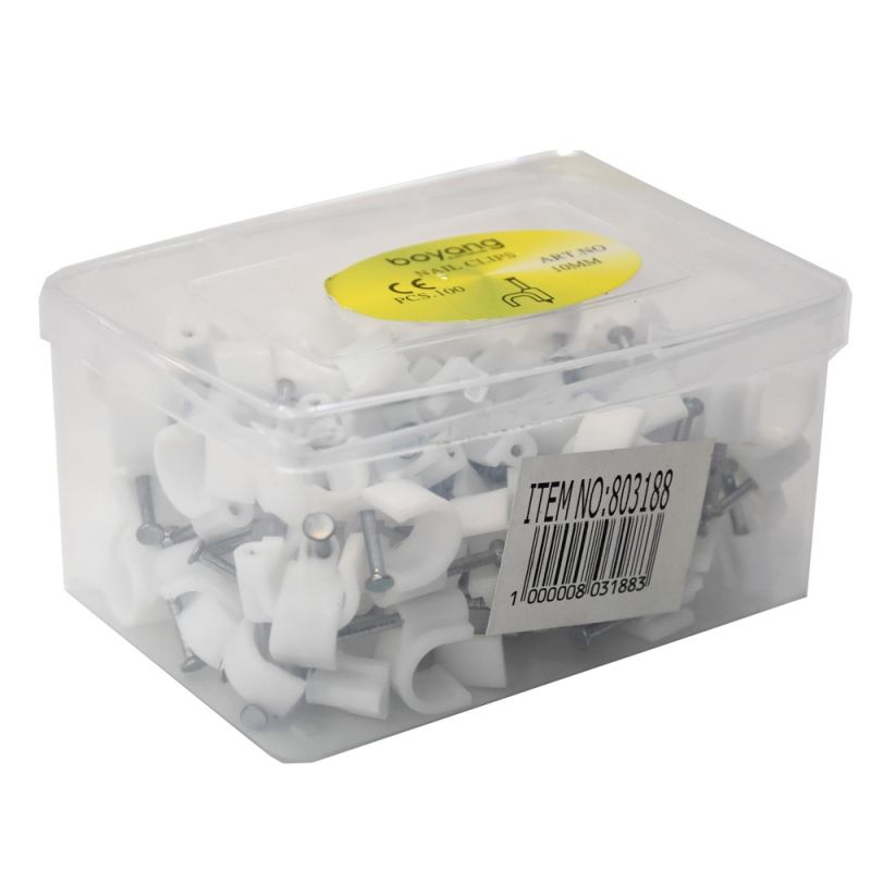 Cable clips, F10 mm, plastic / iron | Megatek