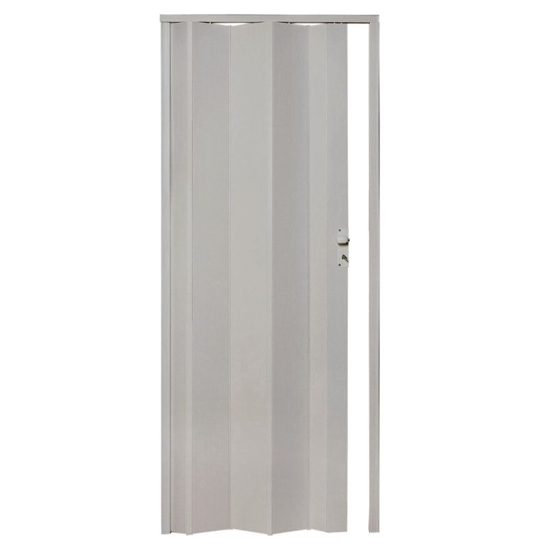 Dere fizarmonik, PVC, me bravë alumini, 83x214 cm, ngyrë gri