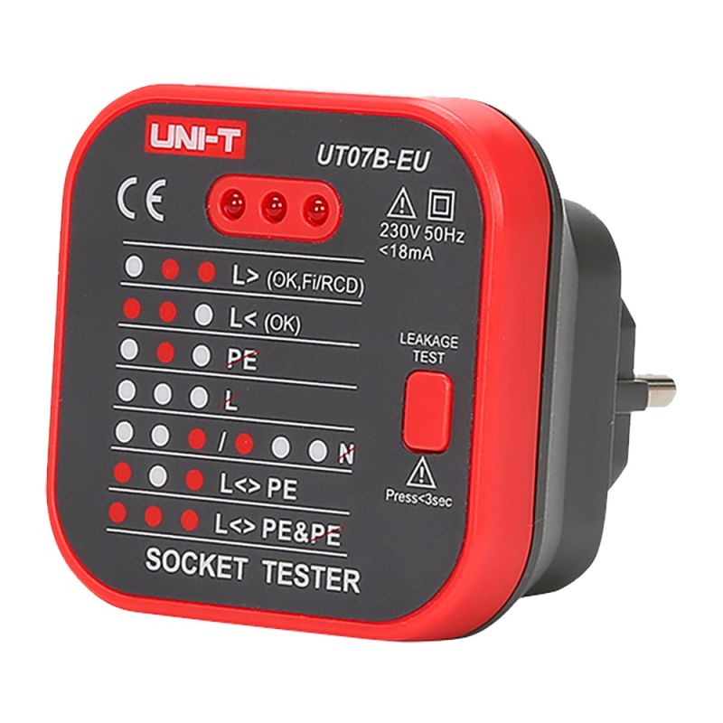 Electric socket tester, UNI-T, 230V, 50Hz - 60Hz, 30mA, 6.5x