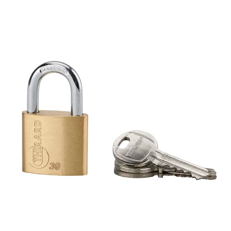 Padlock 30 mm, compact brass body, double locking, 2 keys
