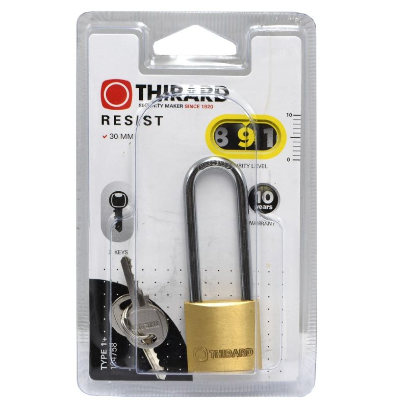 Padlock 30 mm, compact brass body, double locking, 2 keys