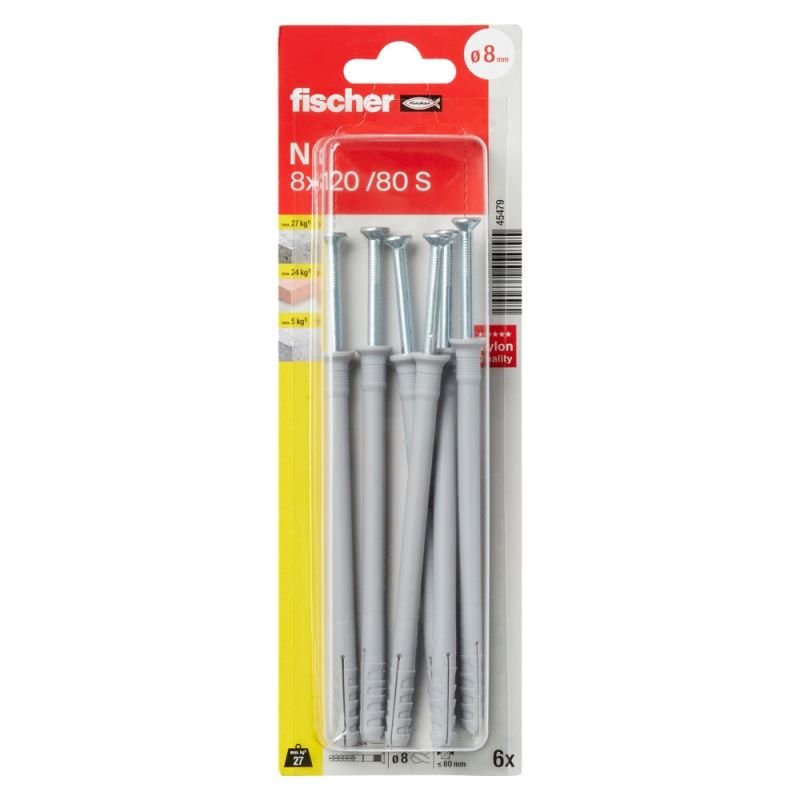 fischer nail anchor N 8 x 120 / 80 S with screw | Megatek
