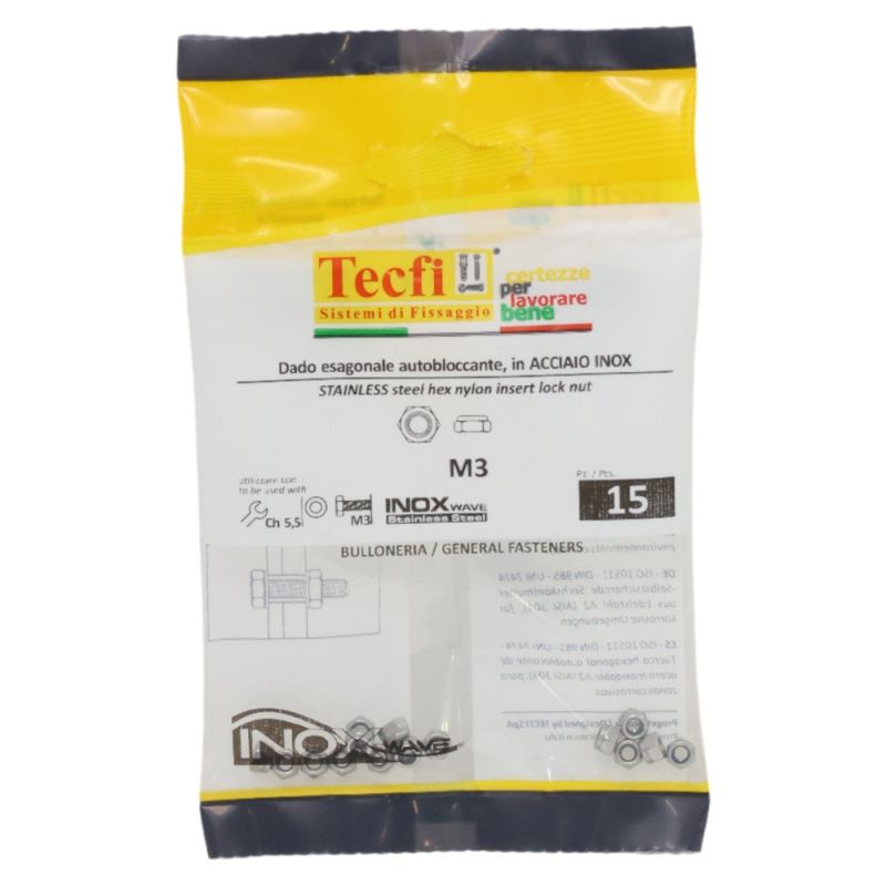 Nylon insert lock thin hexagonal nut, INOX A2 (AISI 304) DIN