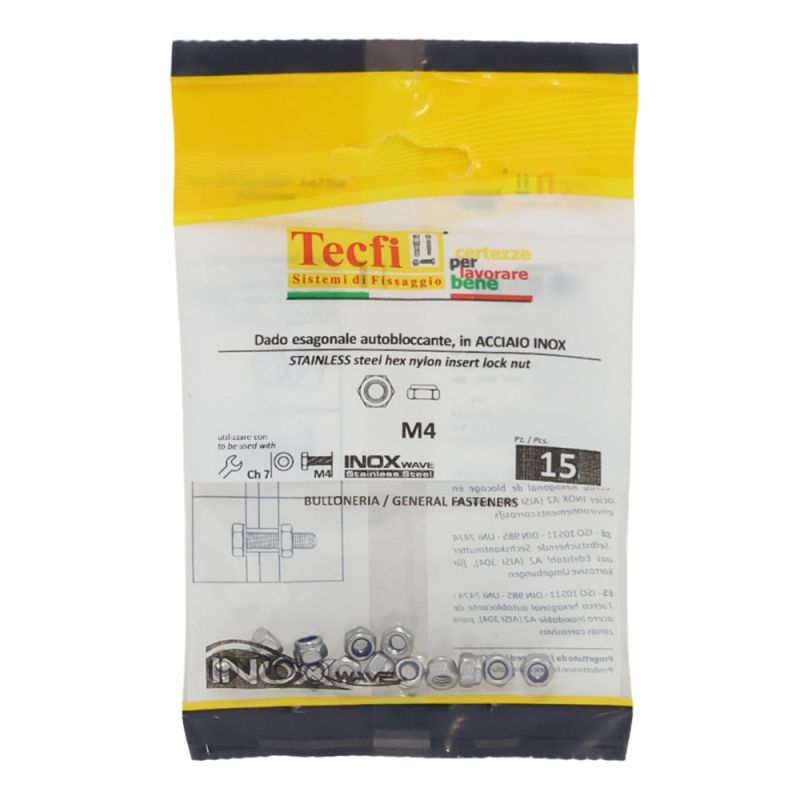 Nylon insert lock thin hexagonal nut, INOX A2 (AISI 304) DIN