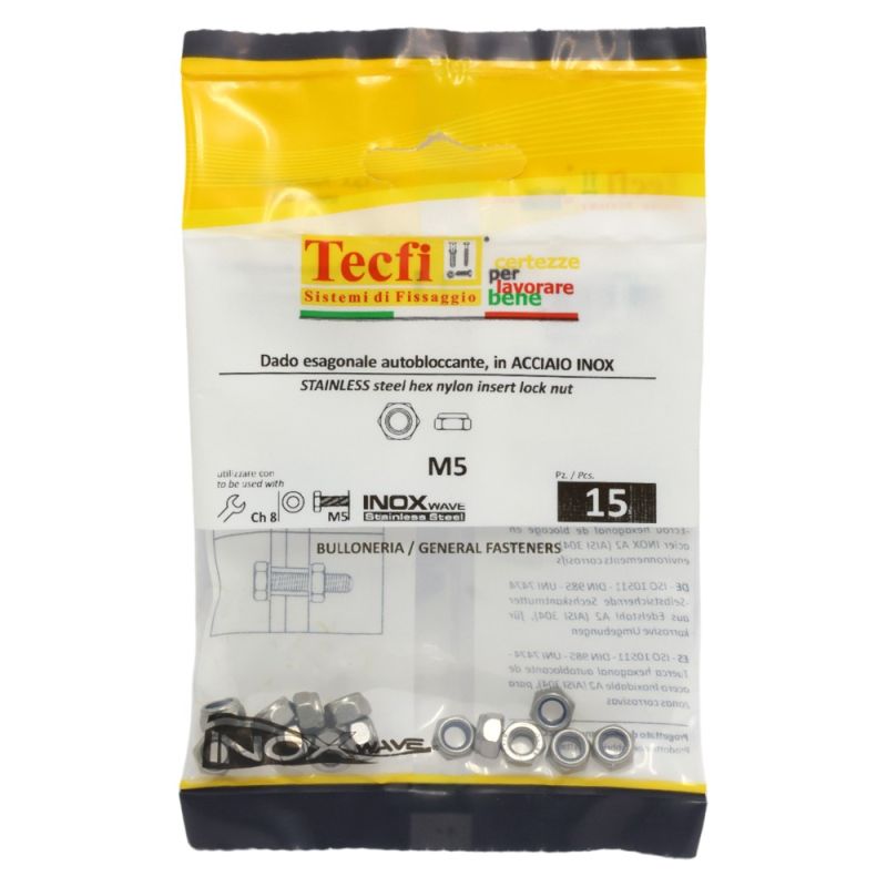 Nylon insert lock thin hexagonal nut, INOX A2 (AISI 304) DIN