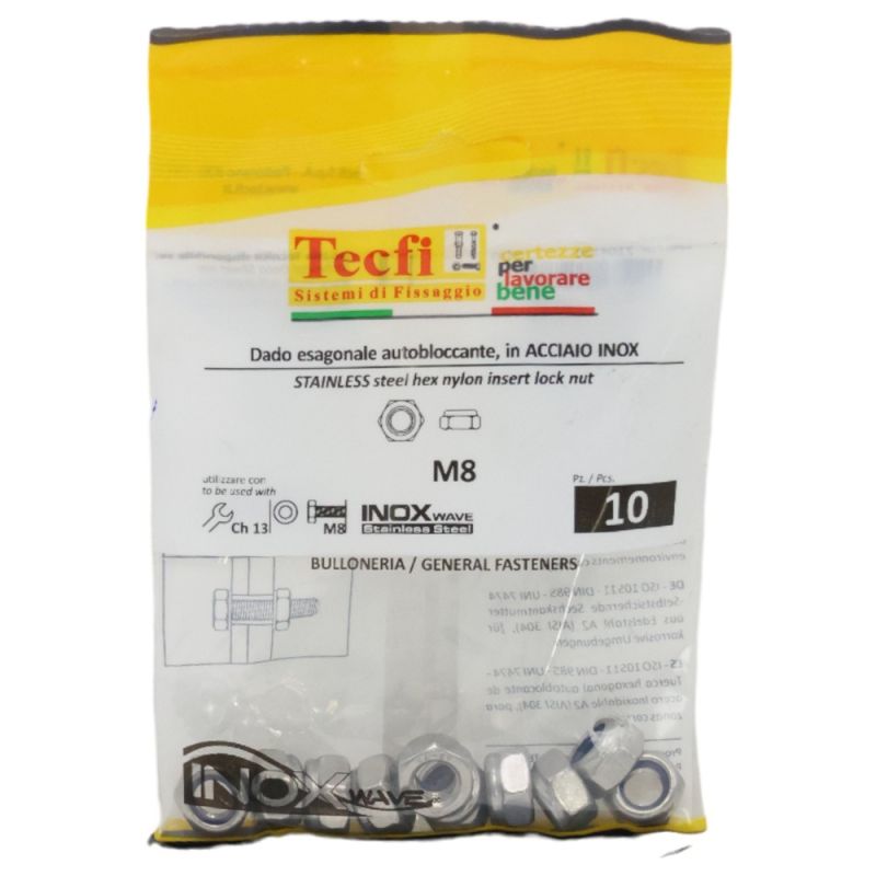 Nylon insert lock thin hexagonal nut, INOX A2 (AISI 304) DIN