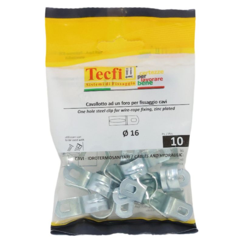 One hole steel clip, zinc plated, Ø16mm, Bag 10 | Megatek