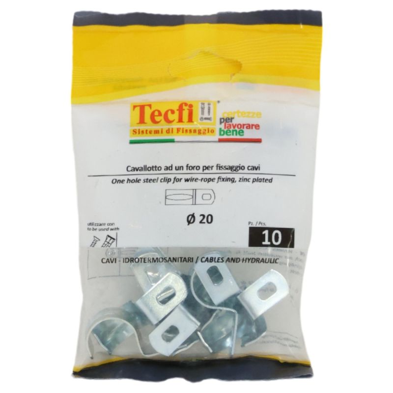 One hole steel clip, zinc plated, Ø20mm, Bag 10 | Megatek