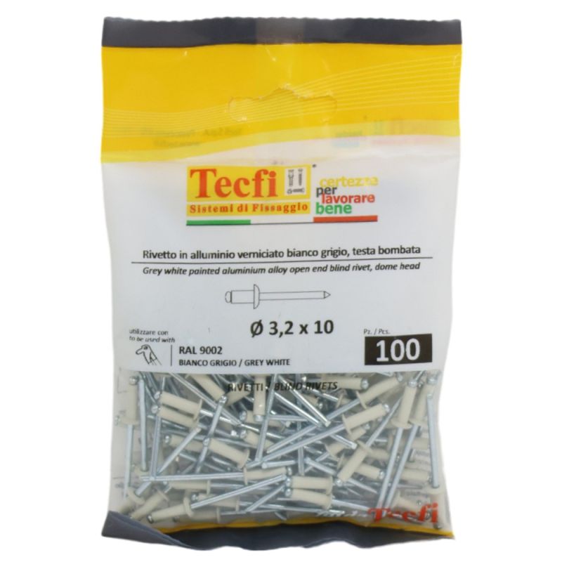 white dome blind rivets, al/zp steel ISO 15977-RAL 9002 grey