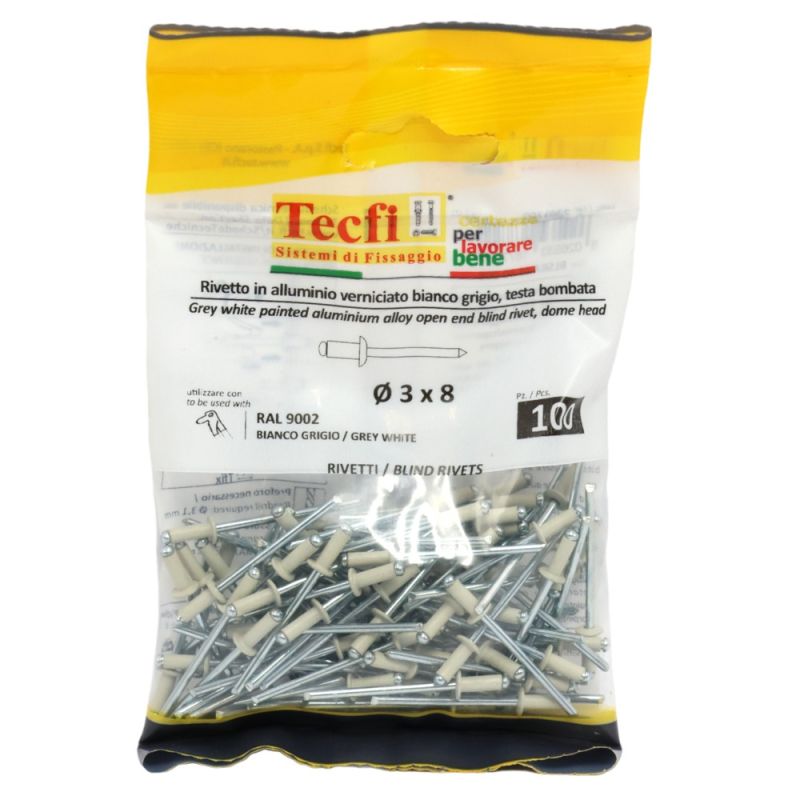 white dome blind rivets, al/zp steel ISO 15977-RAL 9002 grey