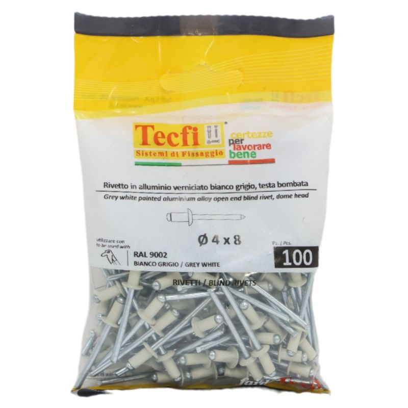 white dome blind rivets, al/zp steel ISO 15977-RAL 9002 grey