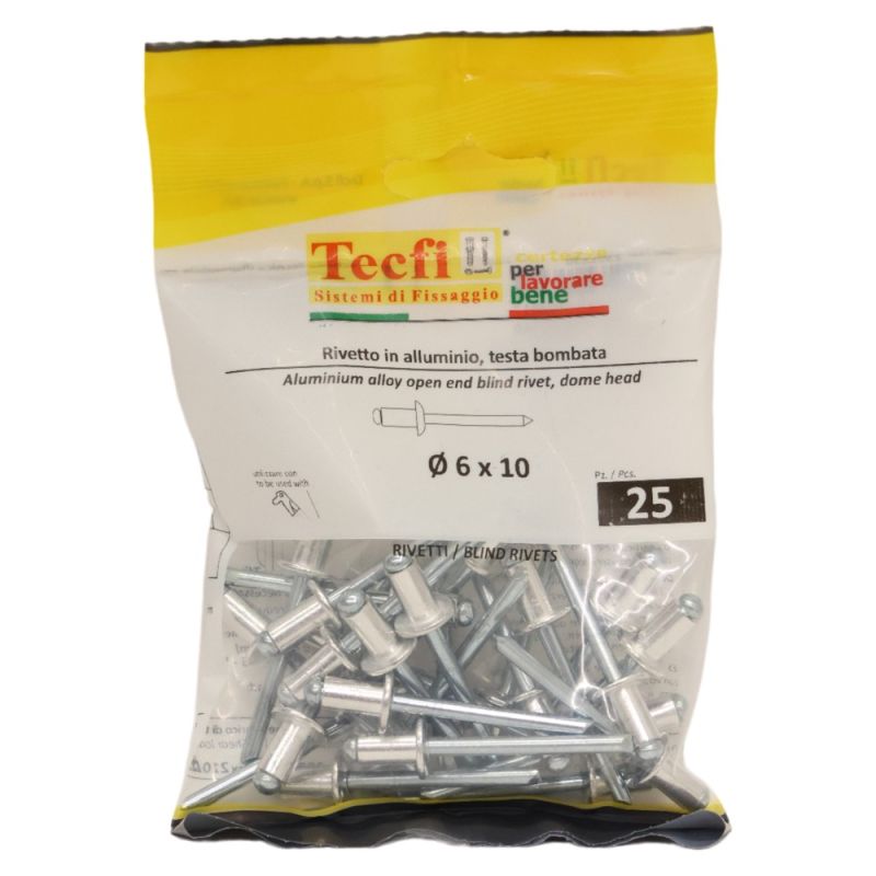 Open end dome head blind rivets, al/zp steel, Ø 6x10mm, Bag