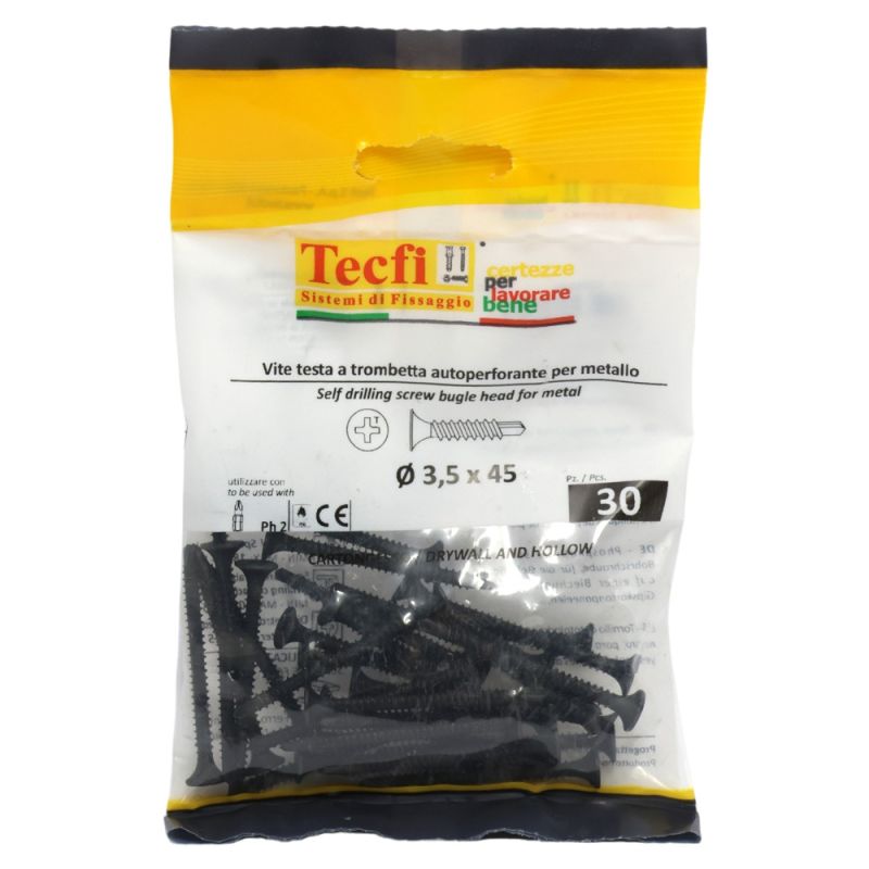 Cross type H bugle head SDS, black phosphated, Ø3,5x45mm, Ba