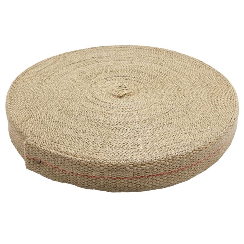 Flat jute rope, with red strip, 40mm wide, 50ml | Megatek