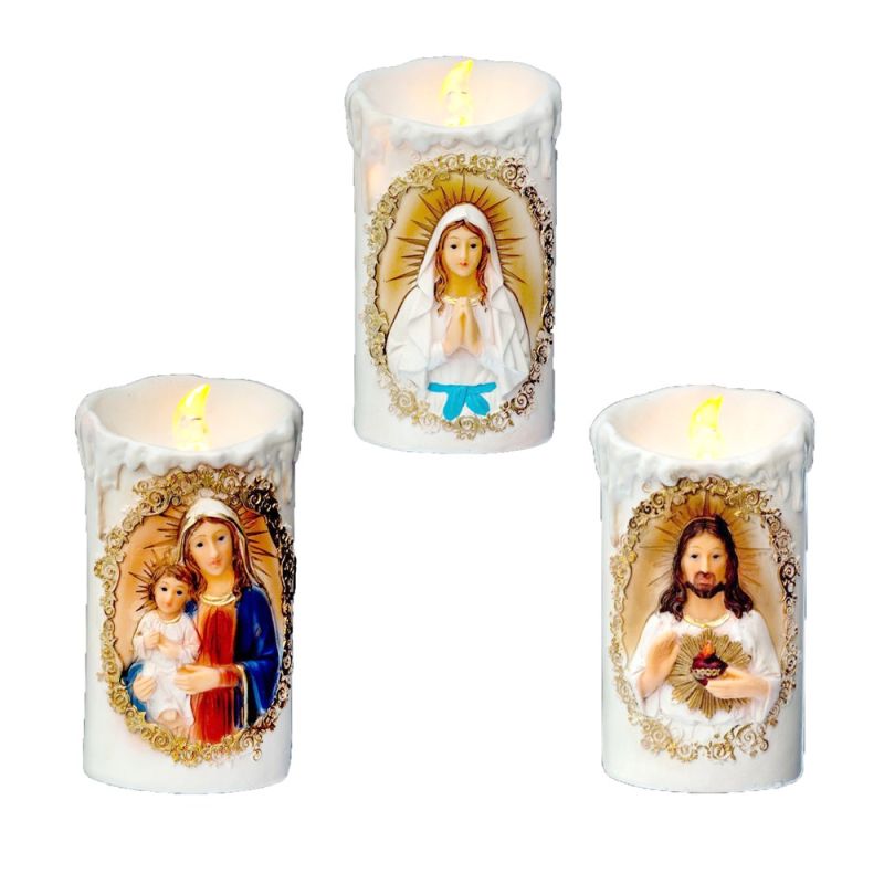 LED candle, height 13 cm, glass, assorted, with battery. | M