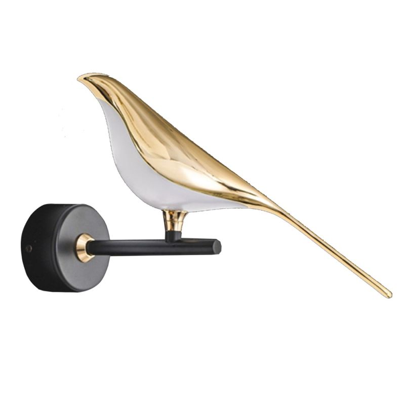 Bird wall Led light, 10W, 4000K, 21x18cm, black and gold | M