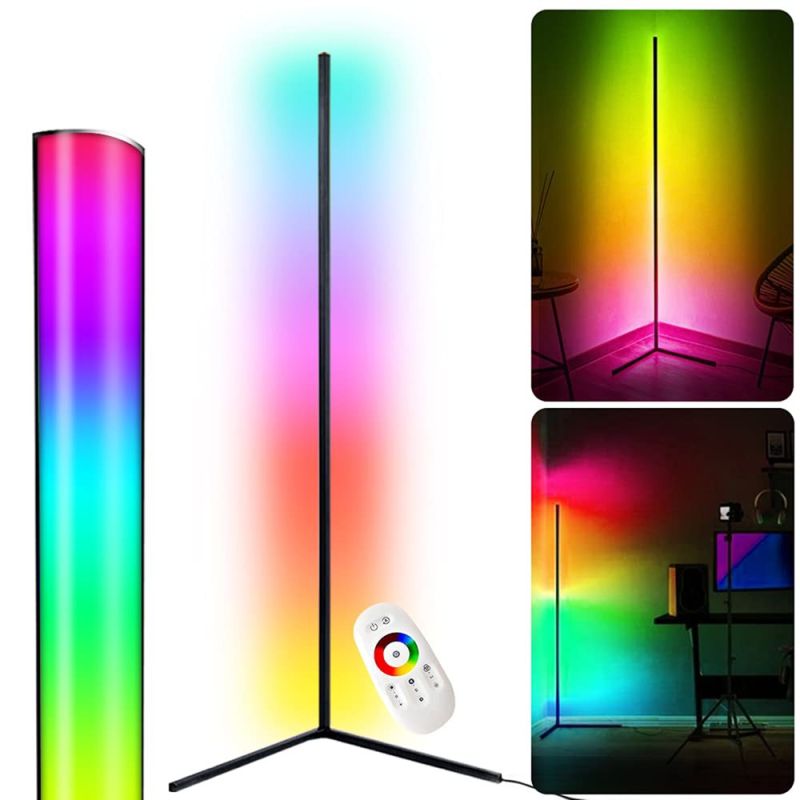 Floor led light,RGB remote control, iron/aluminium, black