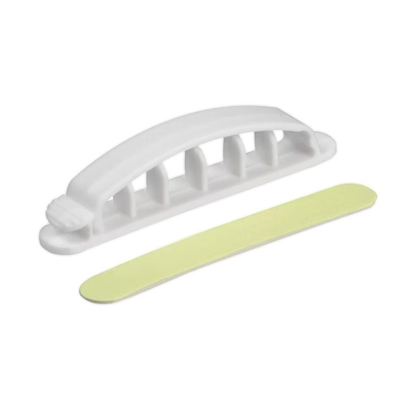 Unica system, Cable snap desk - White, with adhesive, openab