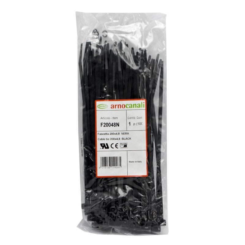 Fasheta plastike, 200mmX4,8mm, 100 cop, e zeze | Megatek