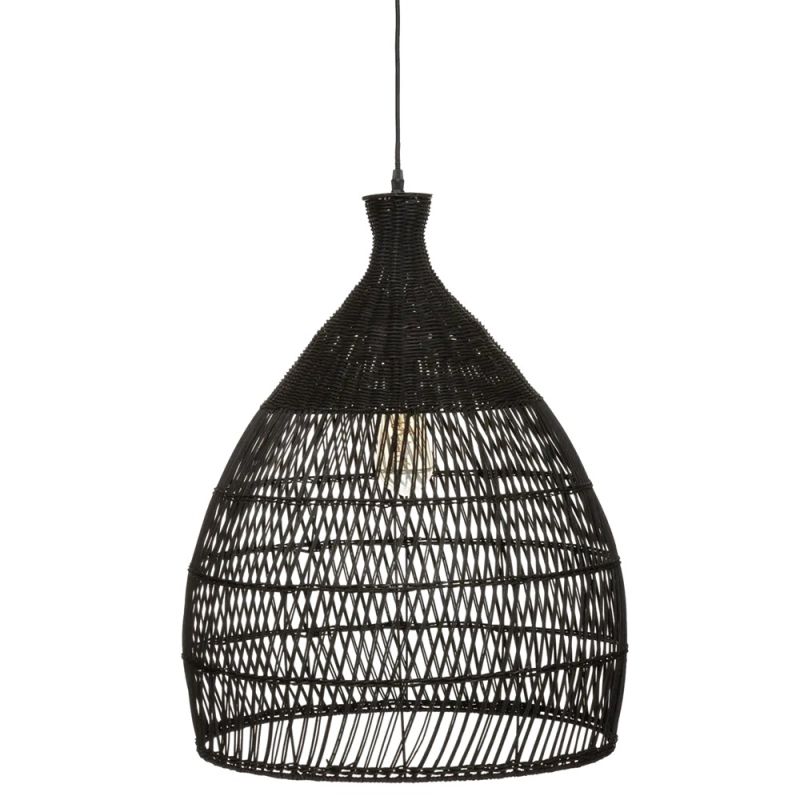 Hanging light, E27, D49 cm, natural material, black. | Megat