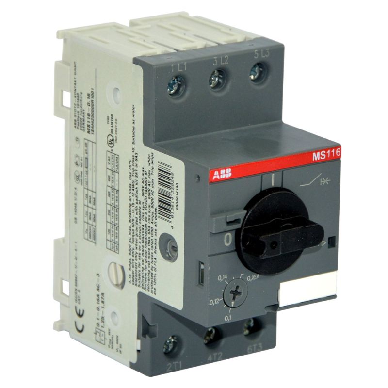 Manual Motor Starter MS116-0.16, 0.1-0.16 A, 600 V AC | Mega