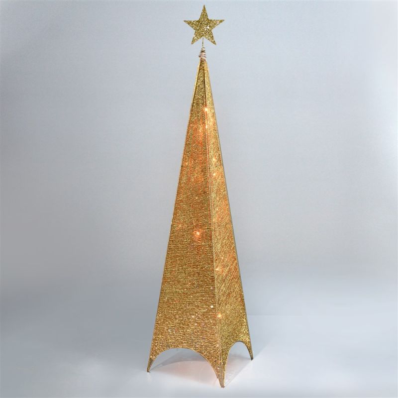 Decorative pyramid with LED lights, 3000 K, gold color 162x3