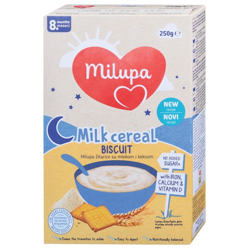 Milupa cream with cereals and cookies, +8 months, 250 gr | M