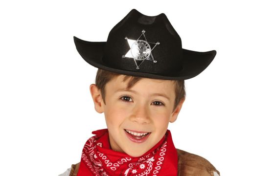 Sheriff hat, for children, black, 1 piece | Megatek