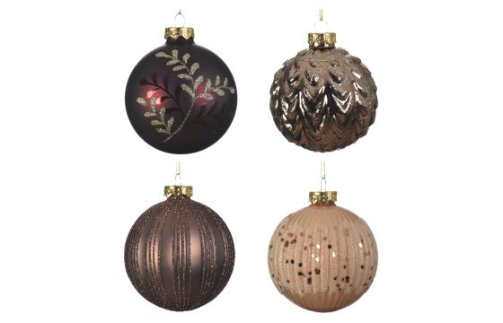 Decorative sphere, glass, shades of brown, dia. 8 cm | Megat